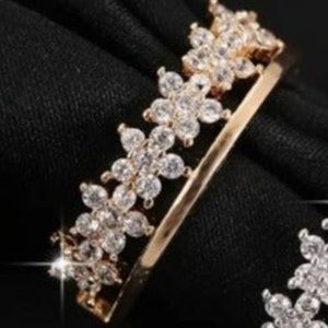 Jewelry | 18k Gold Plated Flower Design Wraparound Diamond Ring Sizes ...